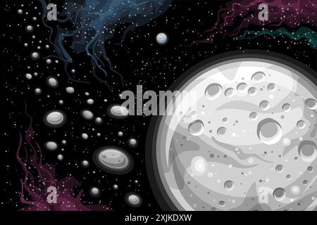 Vector Fantasy Space Chart, horizontal poster with cartoon design ...