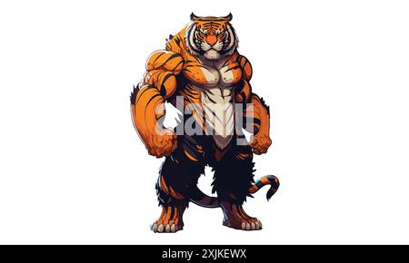 Bodybuilding Tiger Vector Illustration Stock Vector Image & Art - Alamy