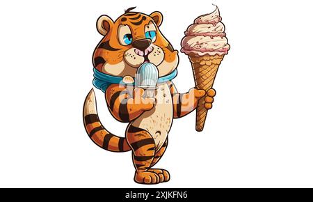 Tiger Eat Ice Cream Vector Illustration Stock Vector Image & Art - Alamy