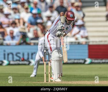 West Indies' Alick Athanaze hits a six on the second day of the second ...