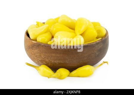 Fresh yellow chubby hot pepper pickle isolated on white background ...