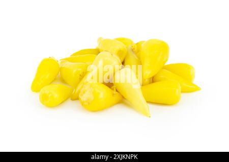 yellow hot pepper pickle on wooden background Stock Photo - Alamy