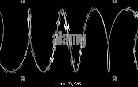 Spiral concertina barbed wire on black background - 3d illustration ...