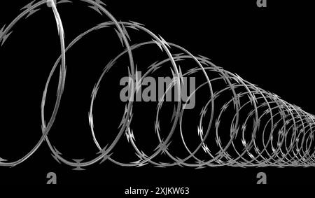 Spiral concertina barbed wire on white background - 3d illustration ...