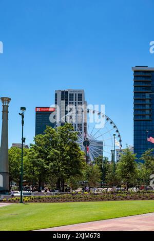 Inside Centennial Olympic Park with view of Ferris wheel, SkyView ...