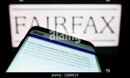 Smartphone with website of Canadian company Fairfax Financial Holdings ...