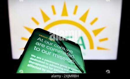 Smartphone with webpage of US company Atea Pharmaceuticals Inc. on ...