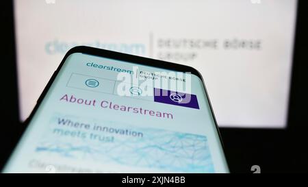 Smartphone with website of company Clearstream International S.A. on ...