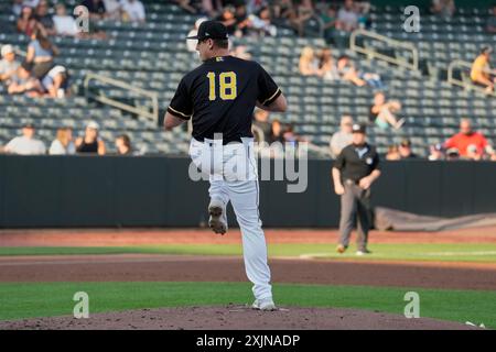 July 13 2024: Salt Lake pitcher Travis MacGregor (18) throws a pitch ...