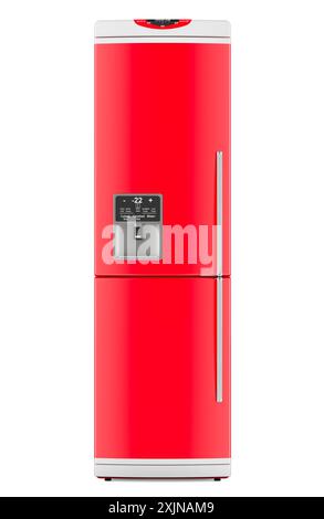 Refrigerator, metallic fridge. 3D rendering isolated on white ...