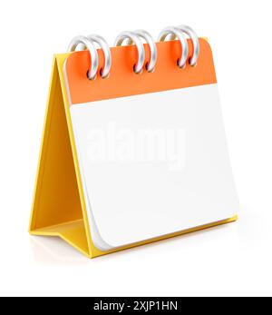 Blank white calendar mock up front view, isolated, 3d rendering. Empty ...