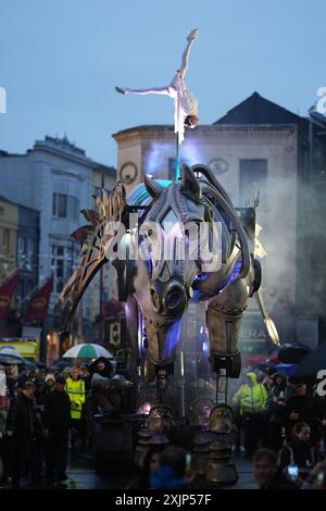 A giant winged Pegasus animatronic puppet, taken from Greek Mythology ...