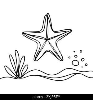 STARFISH LINE ART. Vector starfish. Continuous Line Drawing Vector for ...