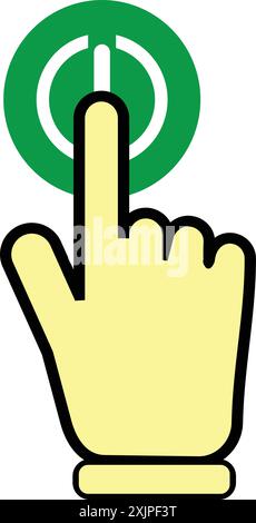 Hand pointing to a star. Vector illustration on a white background ...