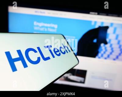 Cellphone with logo of Indian company HCL Technologies Limited on ...