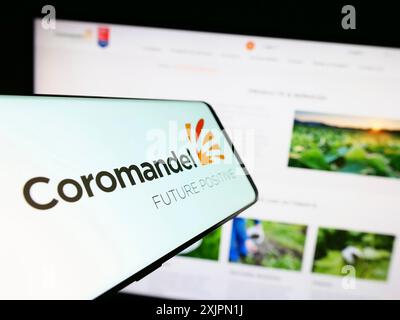 Cellphone with logo of Indian company Coromandel International Limited ...