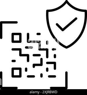 Qr code, security shield and checkmark. QR code authentication ...