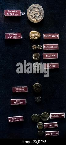 Ancient Greek coins 3rd - 4th century BCE. Left to right. 1. Athena 5th ...