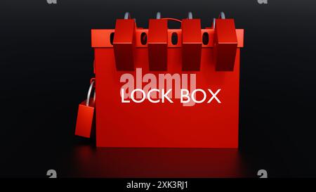 3D rendering of showcases a lock-out tag-out (LOTO) device with padlock ...