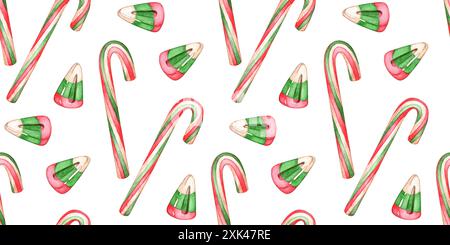 Candy cane. Watercolor sweets for background illustration set. Isolated ...