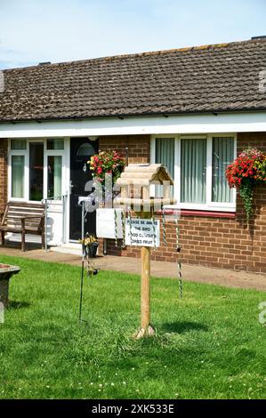 Small retirement bungalows in communial garden in Great Eccleston Stock ...