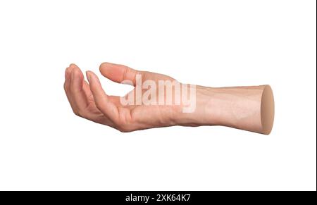 Hand reaching out, open cup-shaped gesture, side view, holding ...