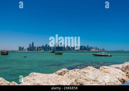 Doha, Qatar - May 10, 2024 - panorama view o fthe skyline of Doha Stock ...