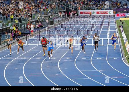 Lorenzo Ndele Simonelli (Italy) winning the men's 110m hurdles gold ...