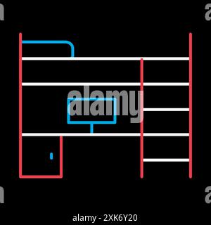 Bunk bed with workspace vector on dark background icon. Graph symbol ...