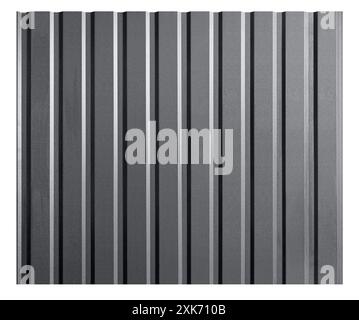 Galvanised steel corrugated profile. Flat roofing sheet isolated on ...