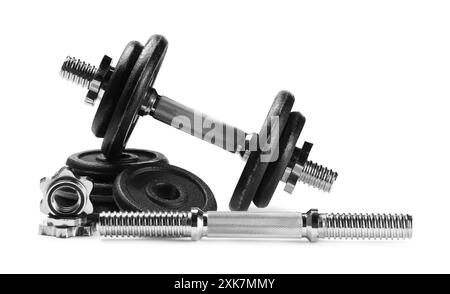 Barbell and parts of one isolated on white Stock Photo - Alamy