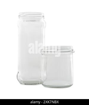 Two empty glass jars isolated on white Stock Photo - Alamy