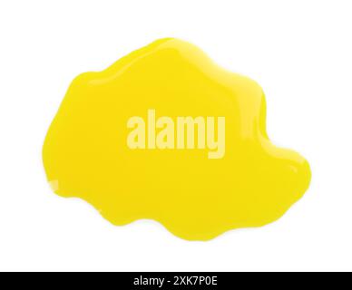 Blot of yellow printer ink isolated on white Stock Photo - Alamy