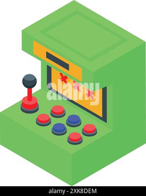 Green arcade game machine with joystick and buttons, standing on white background Stock Vector ...