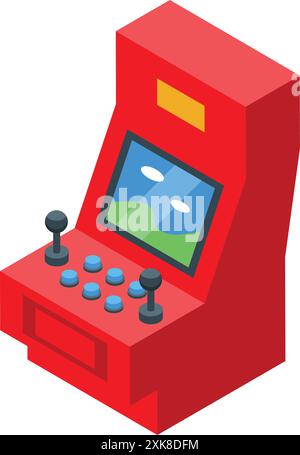 Red arcade game machine displaying gaming console for entertainment ...