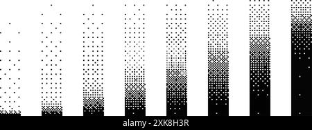 Pixelated gradient rectangle frame. Black dithered radial gradation ...