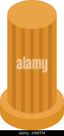 Isometric view of a single classical style column, featuring a detailed ...