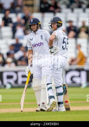 Ben Stokes of England and Joe Root of England have a partnership of 50 ...