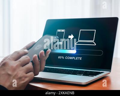 File transfer, data migration, transmission, backup files concept ...