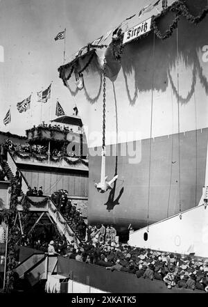 "The German battleship ""Tirpitz"": launching at the Kriegsmarinewerft ...