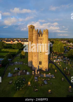 Sunset at Lusk Round Tower Stock Photo - Alamy