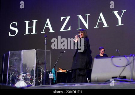 Shaznay Lewis performing at the Flackstock festival at Englefield House ...