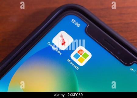 Vancouver, CANADA - Jul 22 2024 : CrowdStrike and Microsoft icons seen ...