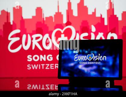 In this photo illustration, the Eurovision Song Contest 2025 logo seen ...
