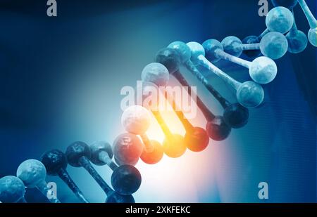 Dna molecule on science, biochemistry background. 3d illustration Stock ...
