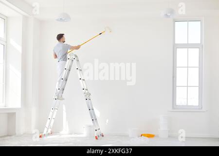 professional male painter using roller Stock Photo - Alamy