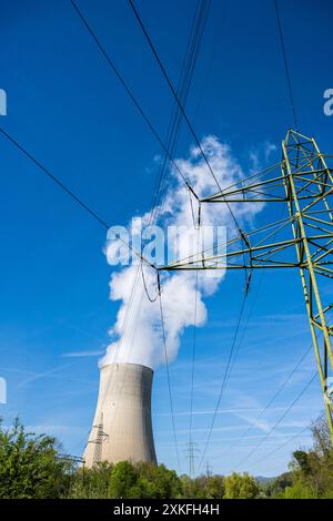A cooling tower of the Goesgen / Gösgen nuclear power plant in ...