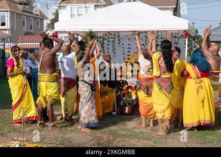 After the Thimithi firewalk Preven Moodley leads worshippers in prayers ...