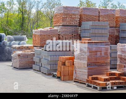 Bricks Blocks Sacks at Pallets Construction Material Storage Warehouse ...