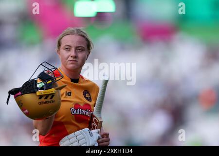 Birmingham Phoenix's Charis Pavely walks off after being bowled out by ...